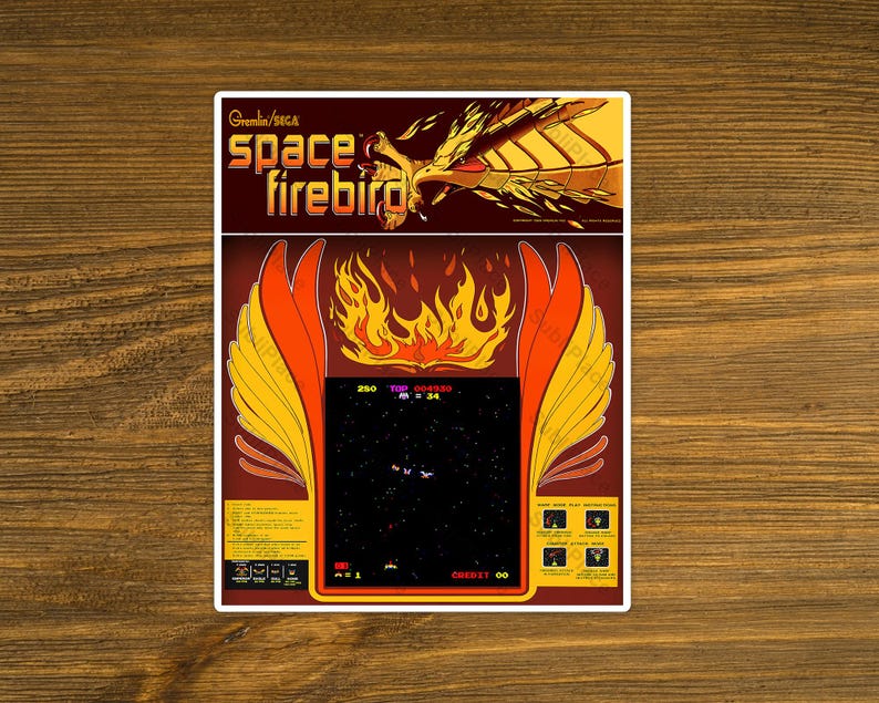 Space Firebird Arcade Game Marquee, Bezel & Screenshot Image on a 8"x10 ...