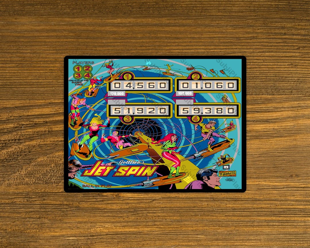 Jet Spin - Pinball Backglass Image Arcade Game Fridge Magnet 3"x4 ...
