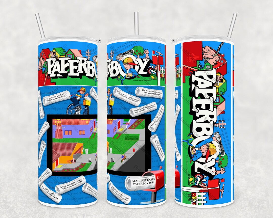 Paperboy 20oz Tumbler Arcade Game Art - 2 Marquees, Bezel & Gameplay ...