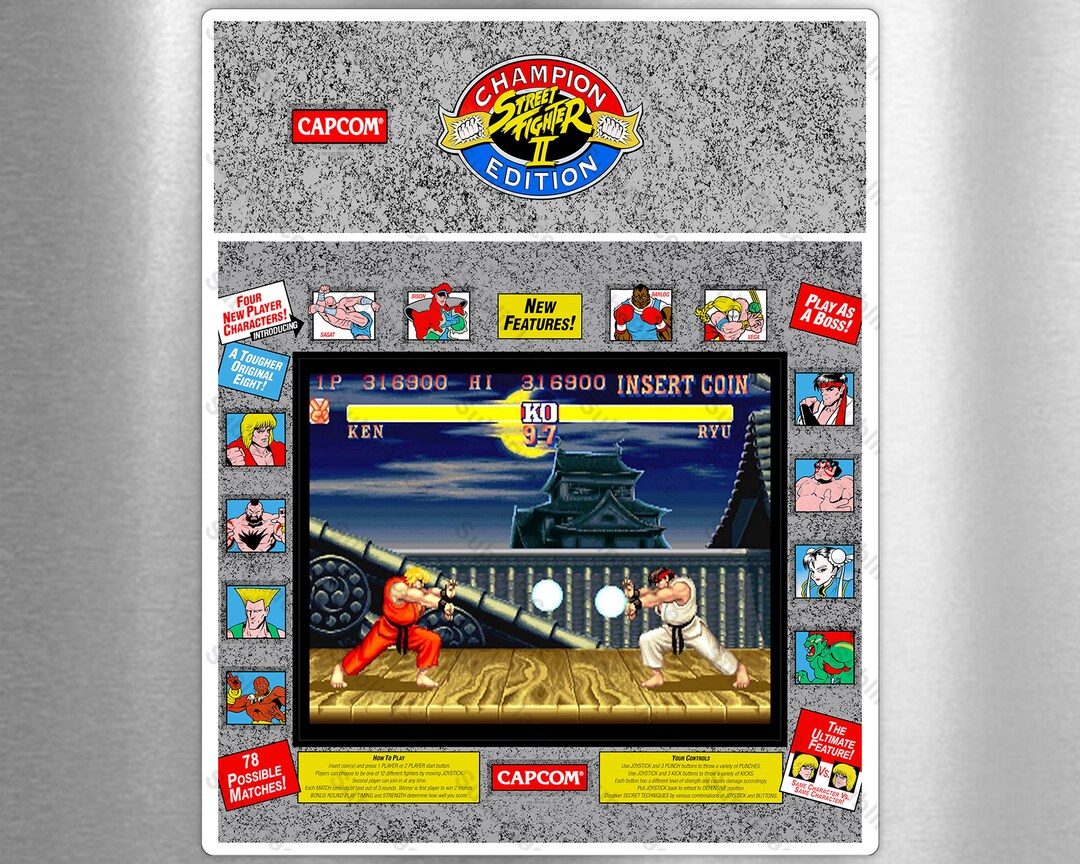 Street Fighter 2 Champion Edition Arcade Game Marquee, Bezel ...