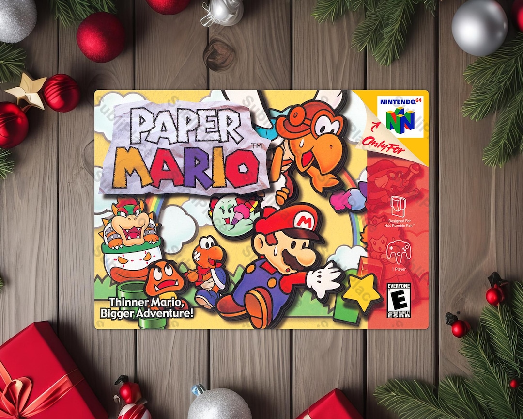 N64 Paper Mario - Box Cover Video Game Image on a 5"x7" Metal Plate ...