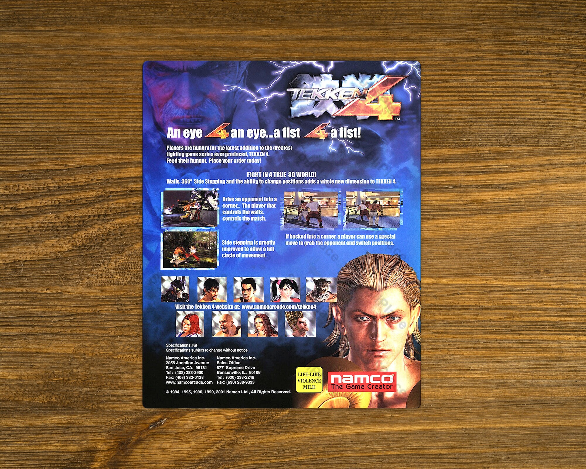 Tekken 4 Arcade Game Flyer Promo Art Image on a 8"x10" Metal Plate ...