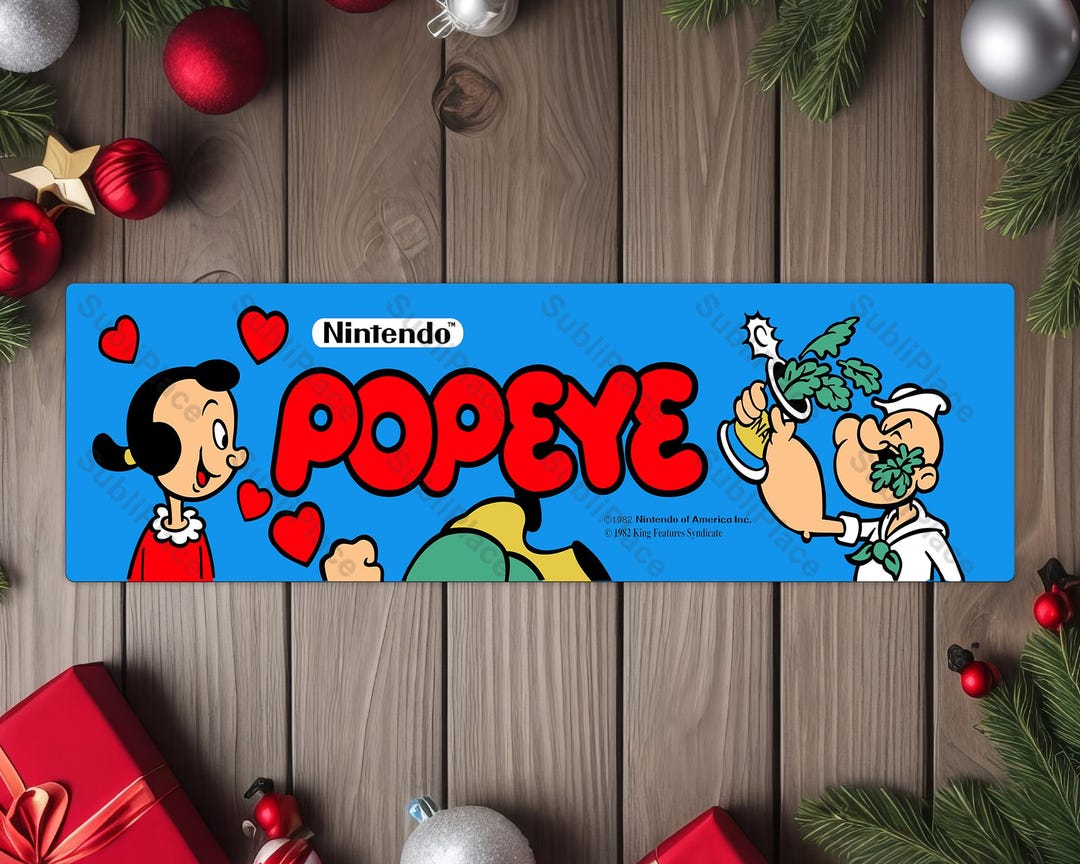 Popeye Arcade Game Marquee 5.5x17.5 Custom Metal Plate High Gloss With ...