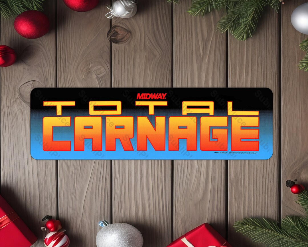 Total Carnage Version Arcade Game Marquee 4x13.5 Metal Plate High Gloss ...