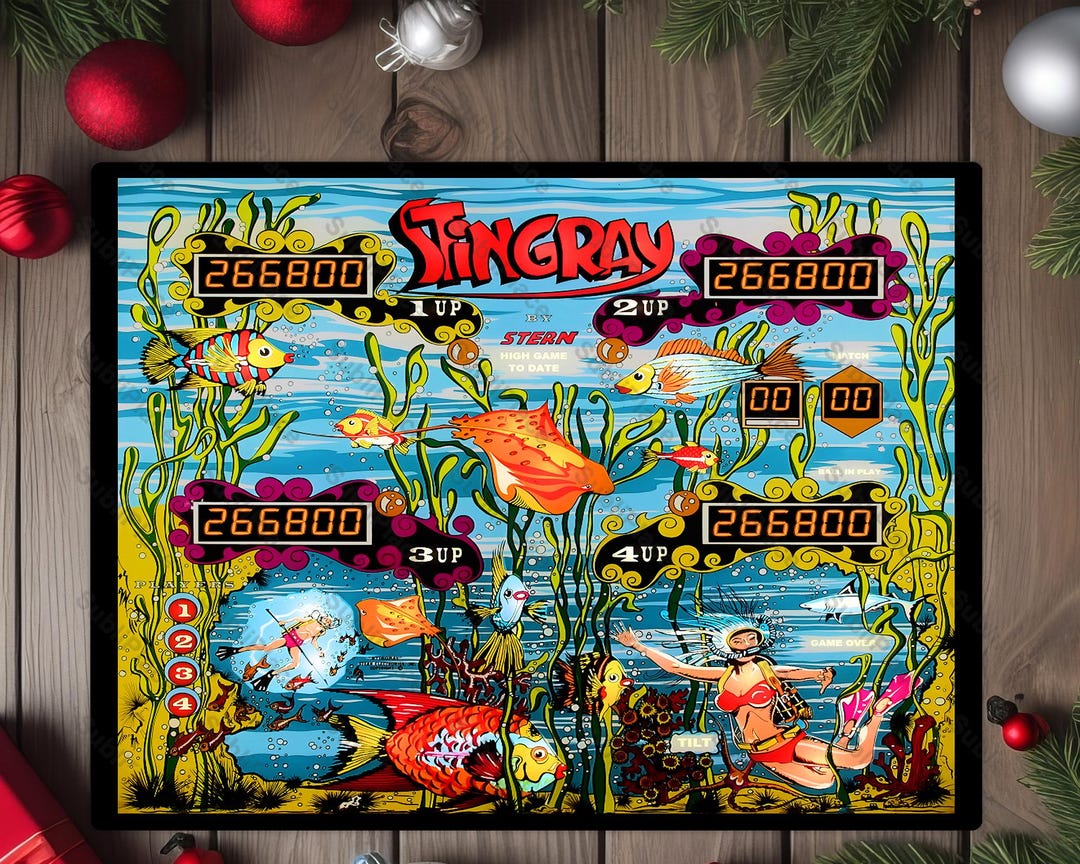 Stingray - Pinball Backglass Arcade Game Image on a 12"x16" Metal Plate ...
