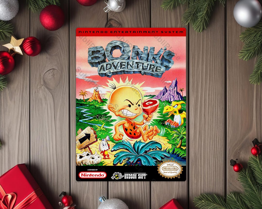 NES Bonk's Adventure Box Cover Video Game Image on a 5"x7" Metal Plate ...