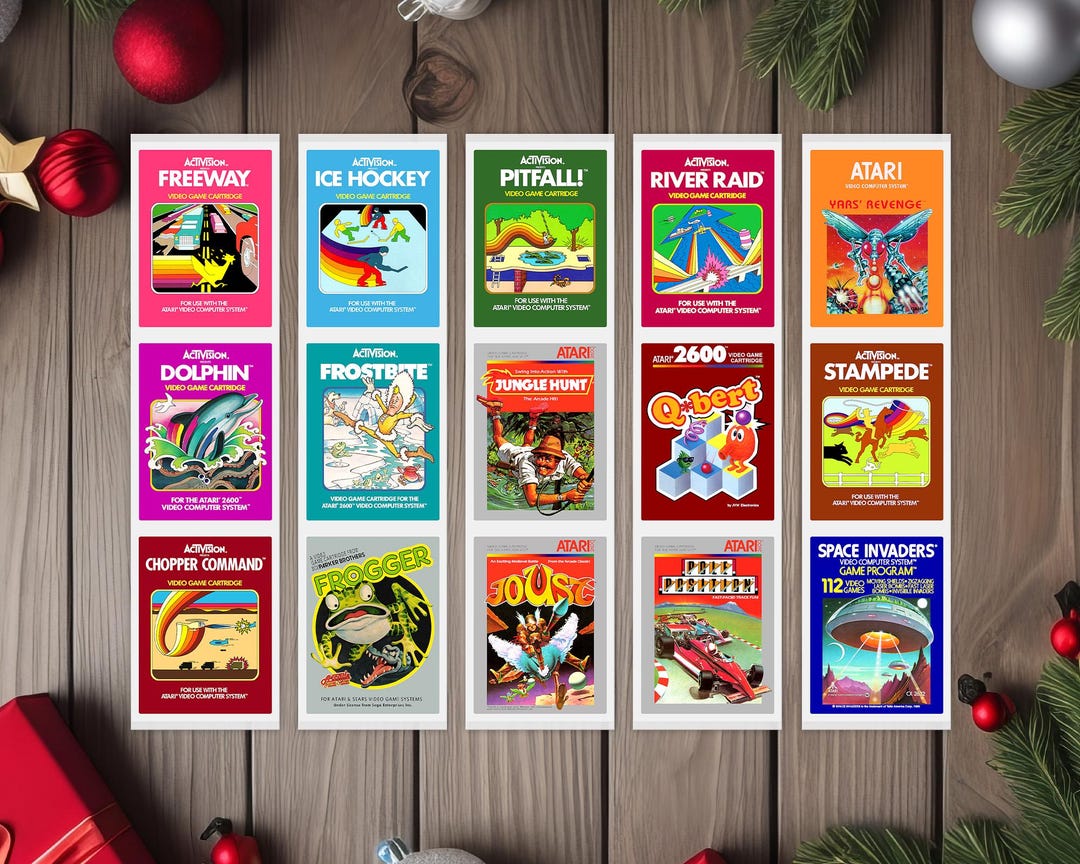 Set of 15 Atari 2600 Box Cover Image Stickers Each Sticker is 1.65 X 2. ...
