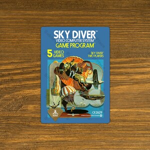 Sky Diver Atari 2600 Box Cover Video Game Image on a Fridge Magnet 2.5x3.5 Metal Plate High ...