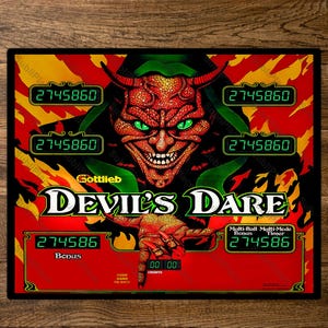 Devil's Dare - Pinball Arcade Game Backglass Image on a 8"x10" Metal ...