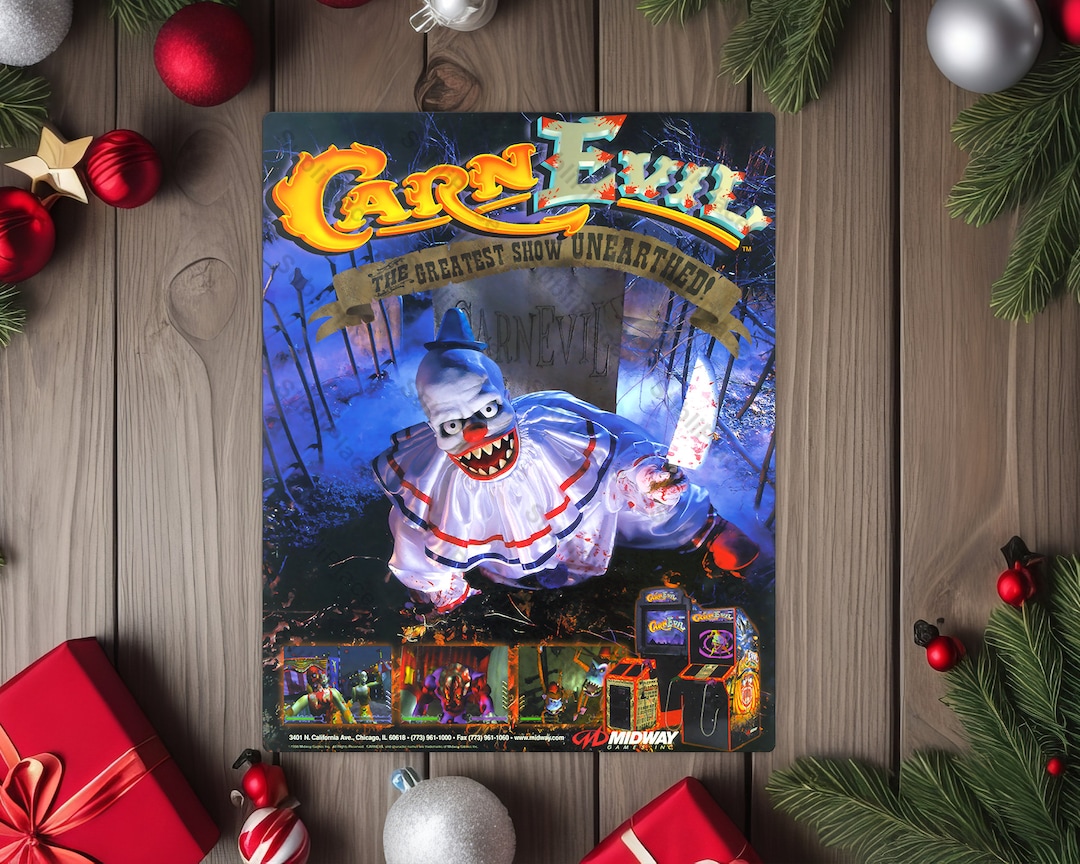 Carnevil Arcade Game Flyer Promo Art Image on a 8"x10" Metal Plate ...