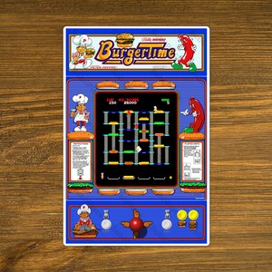 Burgertime Arcade Game Marquee, Bezel, 150 Score Screenshot & Control ...