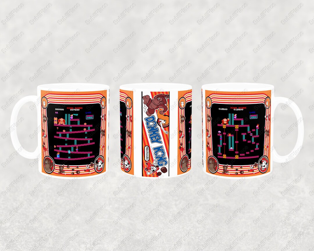 Donkey Kong Arcade Game Marquee, Bezel and Screenshots 11 Oz Coffee Mug ...