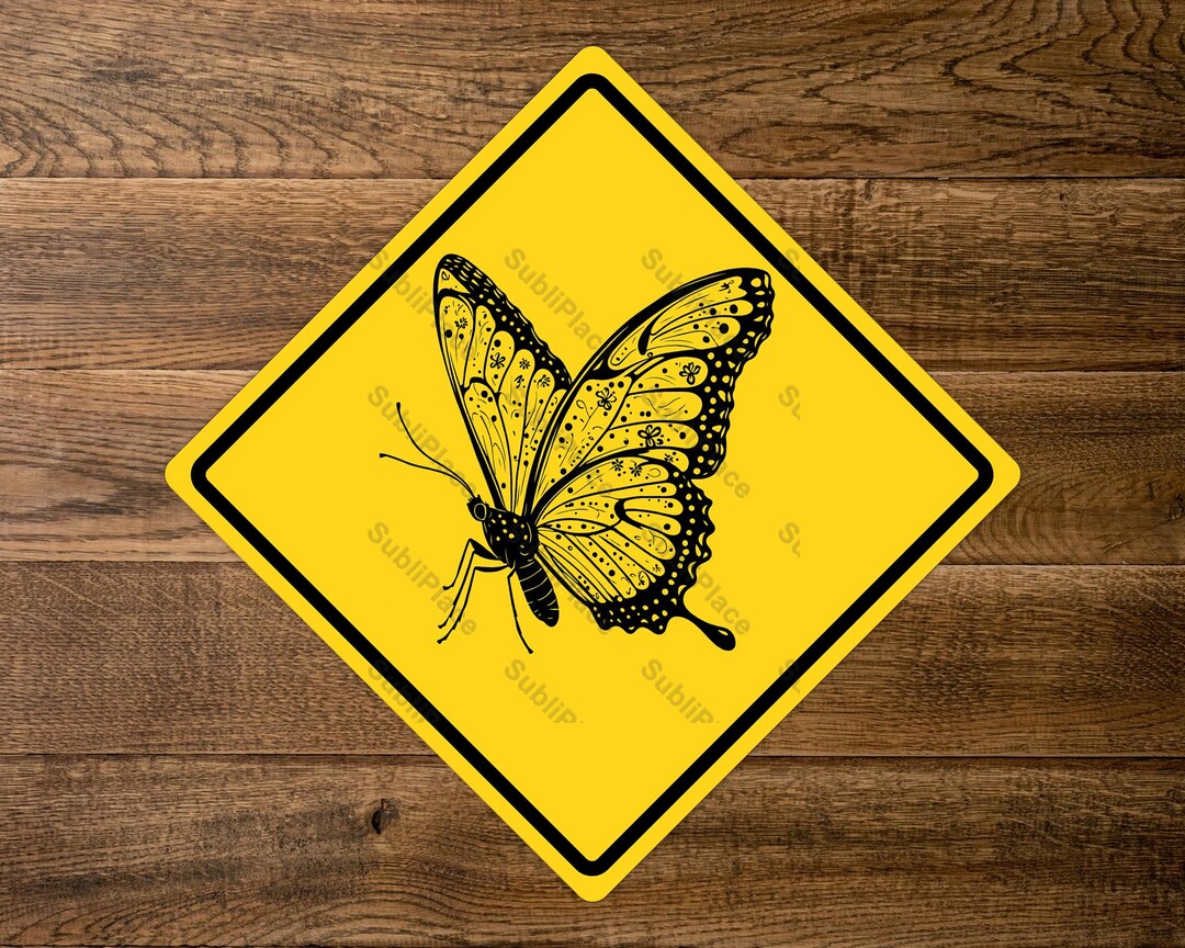 Butterfly Crossing Sign Metal Plate - 8" Long Sides - 11.25" Across to ...