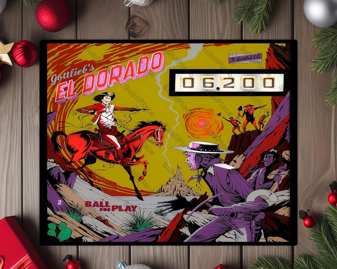 El Dorado - Pinball Arcade Game Backglass Image on a 8"x10" Metal Plate ...