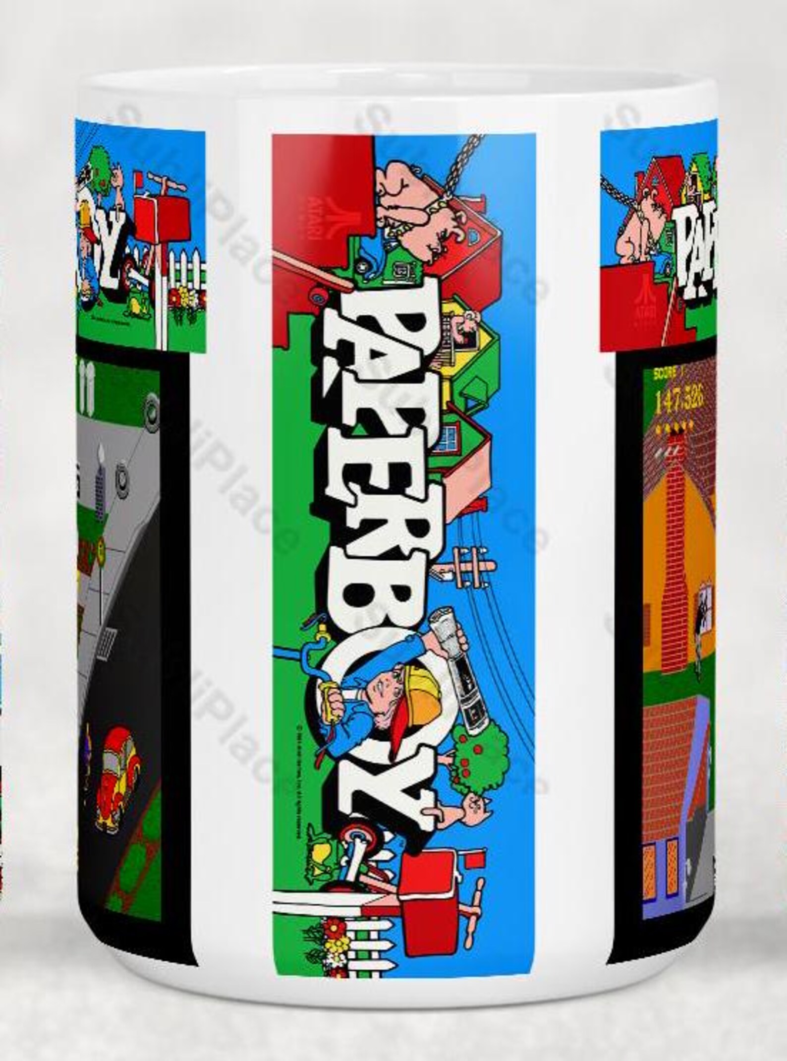 Paperboy Arcade Game 15 Oz Coffee Mug - Has Marquee With Screenshot on ...