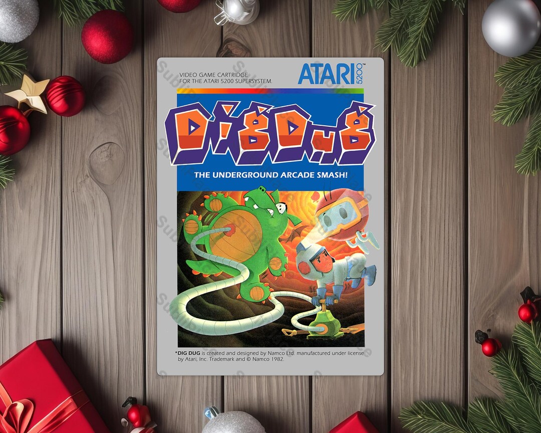 Atari 5200 - Dig Dug Box Cover Video Game Image on a 5"x7" Metal Plate ...