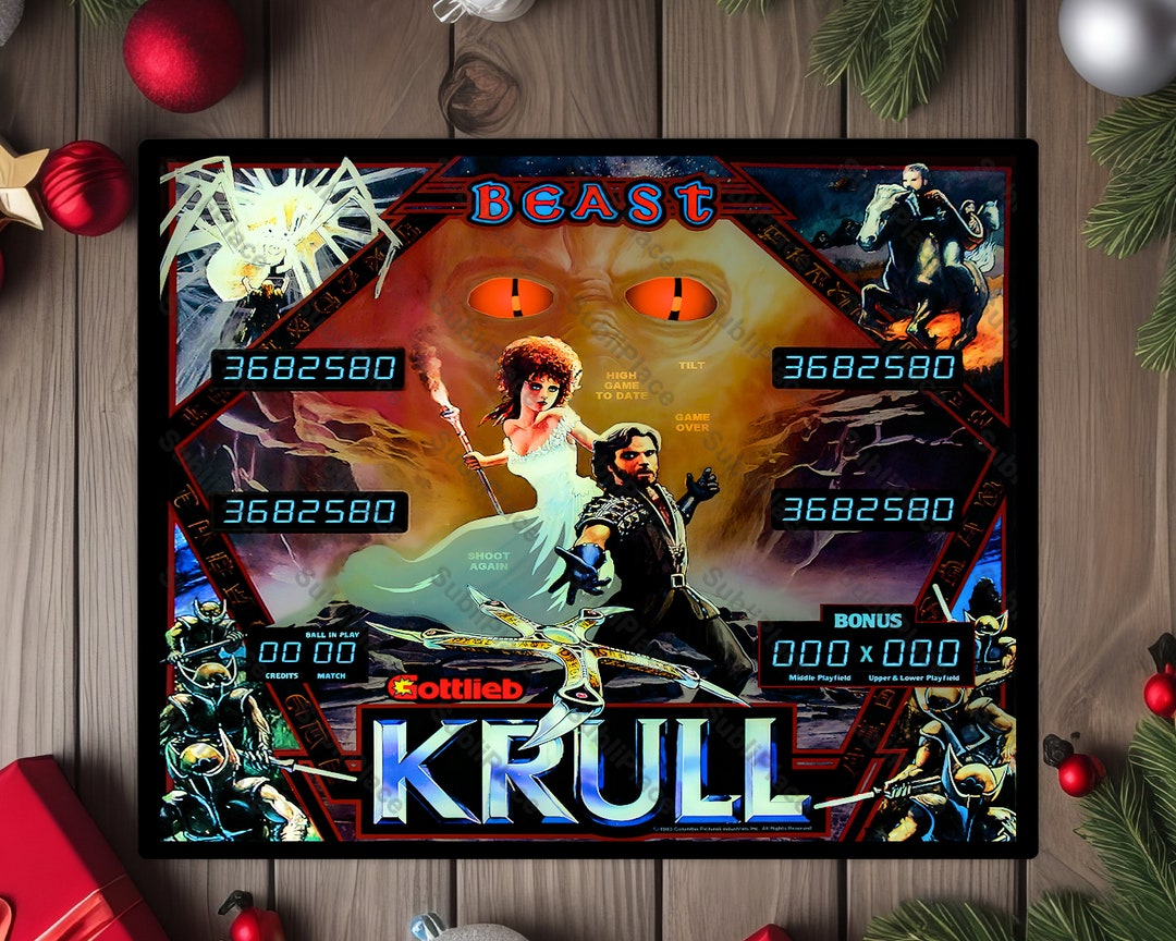 Krull - Pinball Arcade Game Backglass Image on a 8"x10" Metal Plate ...