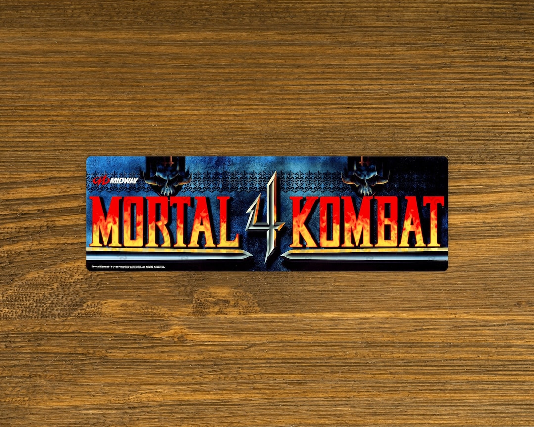 Mortal Kombat 4 Arcade Game Marquee Fridge Magnet 1.75x5.5 Metal Plate ...