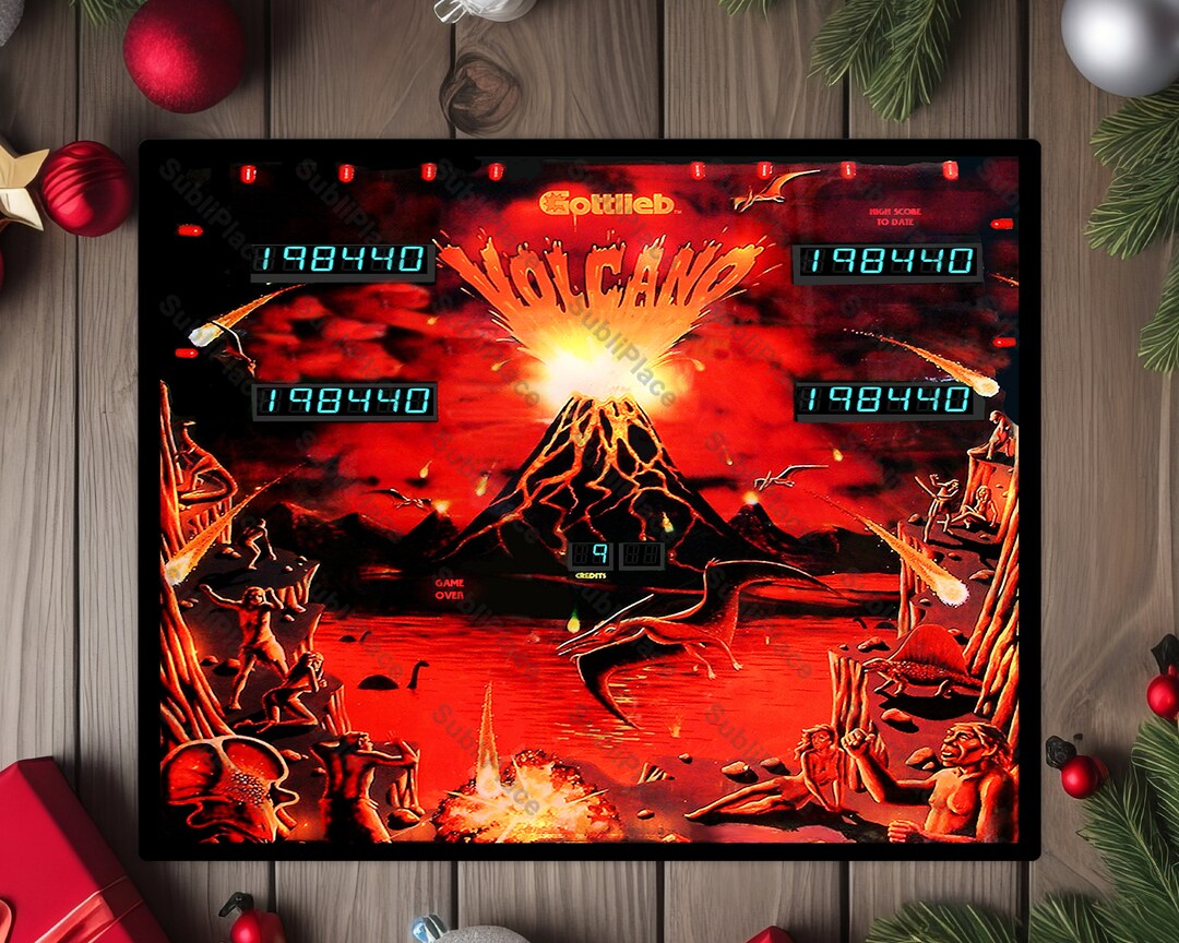 Volcano - Pinball Arcade Game Backglass Image on a 8"x10" Metal Plate ...