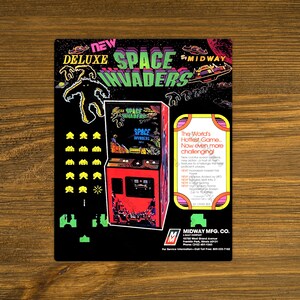 Deluxe Space Invaders Arcade Game Flyer Promo Art Image on a 8x10 Metal ...