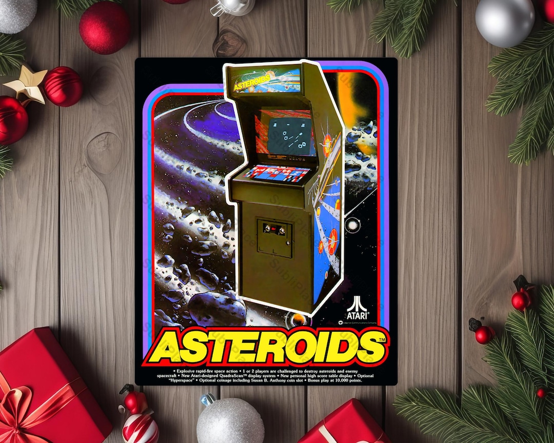 Asteroids Arcade Game Flyer Promo Art Image on a 8"x10" Metal Plate ...
