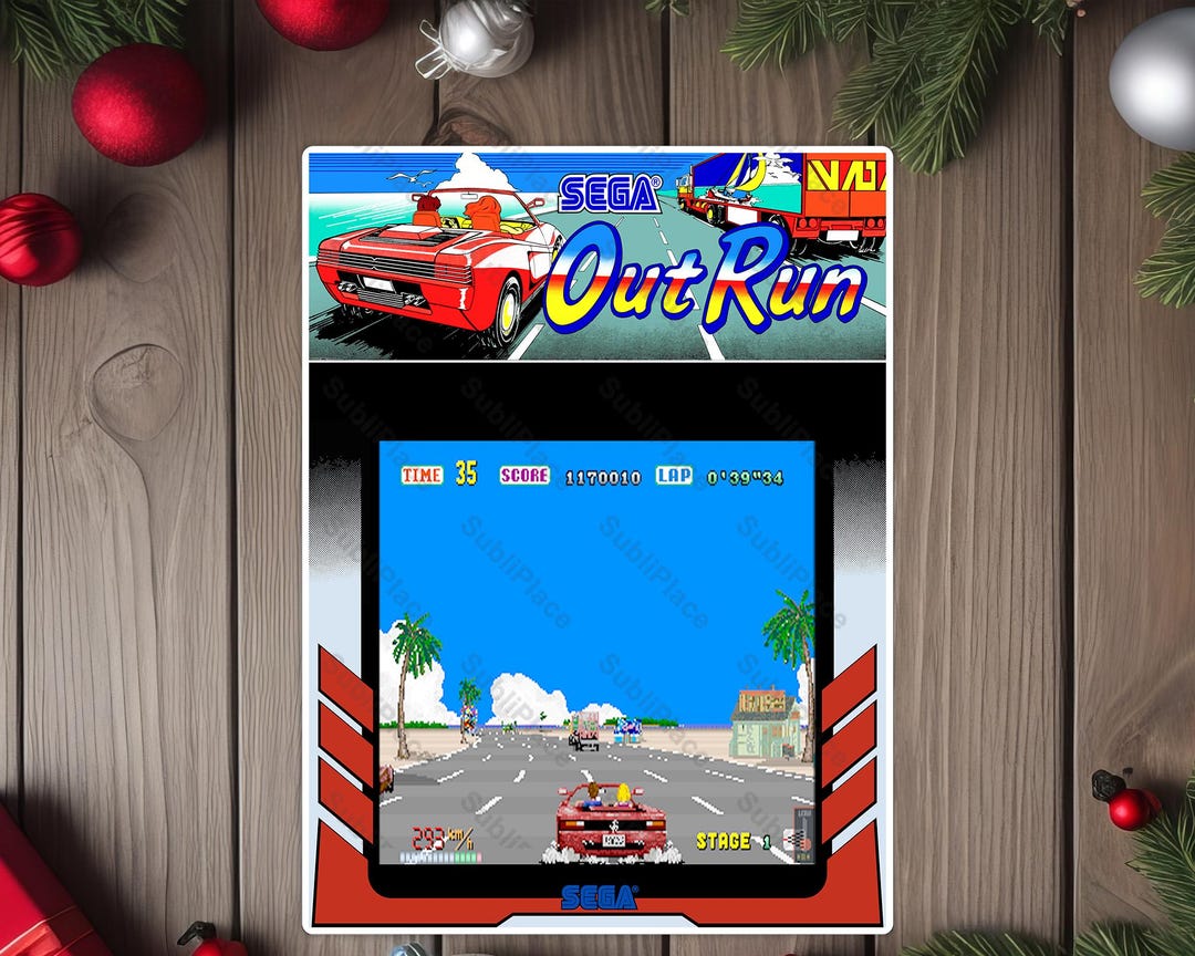 Outrun Arcade Game Marquee, Bezel & Screenshot Image on a 12"x16" Metal ...