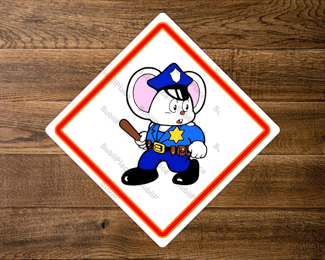 Mappy Arcade Game Crossing Sign Metal Plate - 8" Long Sides - 11.25 ...