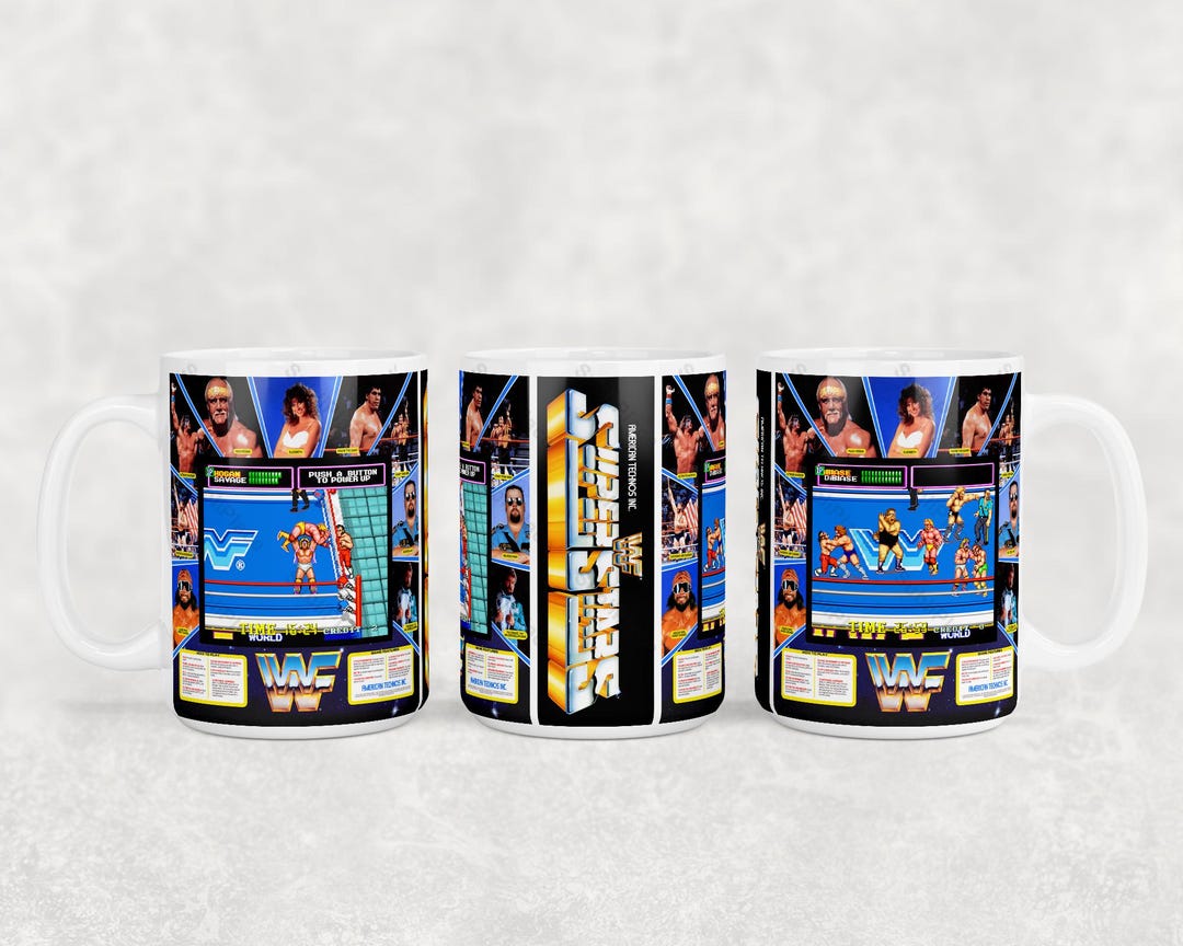 WWF Superstars Arcade Game 15 Oz Coffee Mug - Has Bezel With Screenshot ...