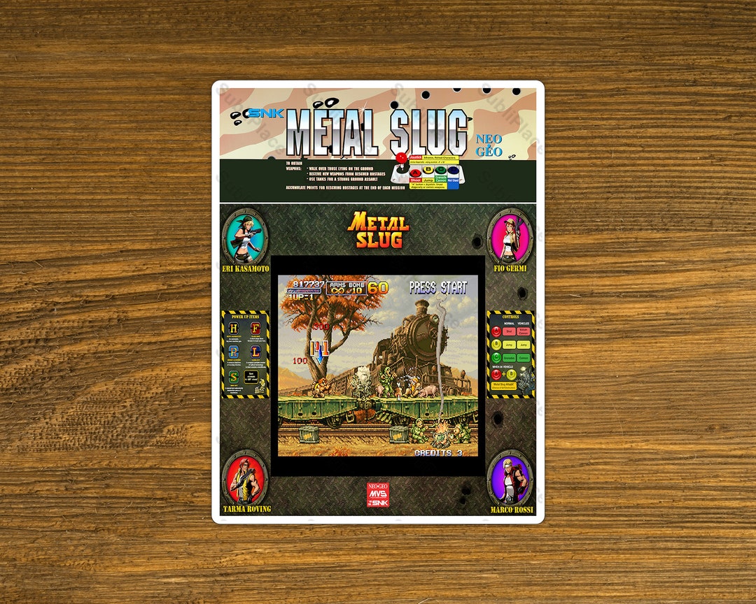 Metal Slug Arcade Game Fridge Magnet 3"x4" Metal Plate - Marquee, Bezel ...