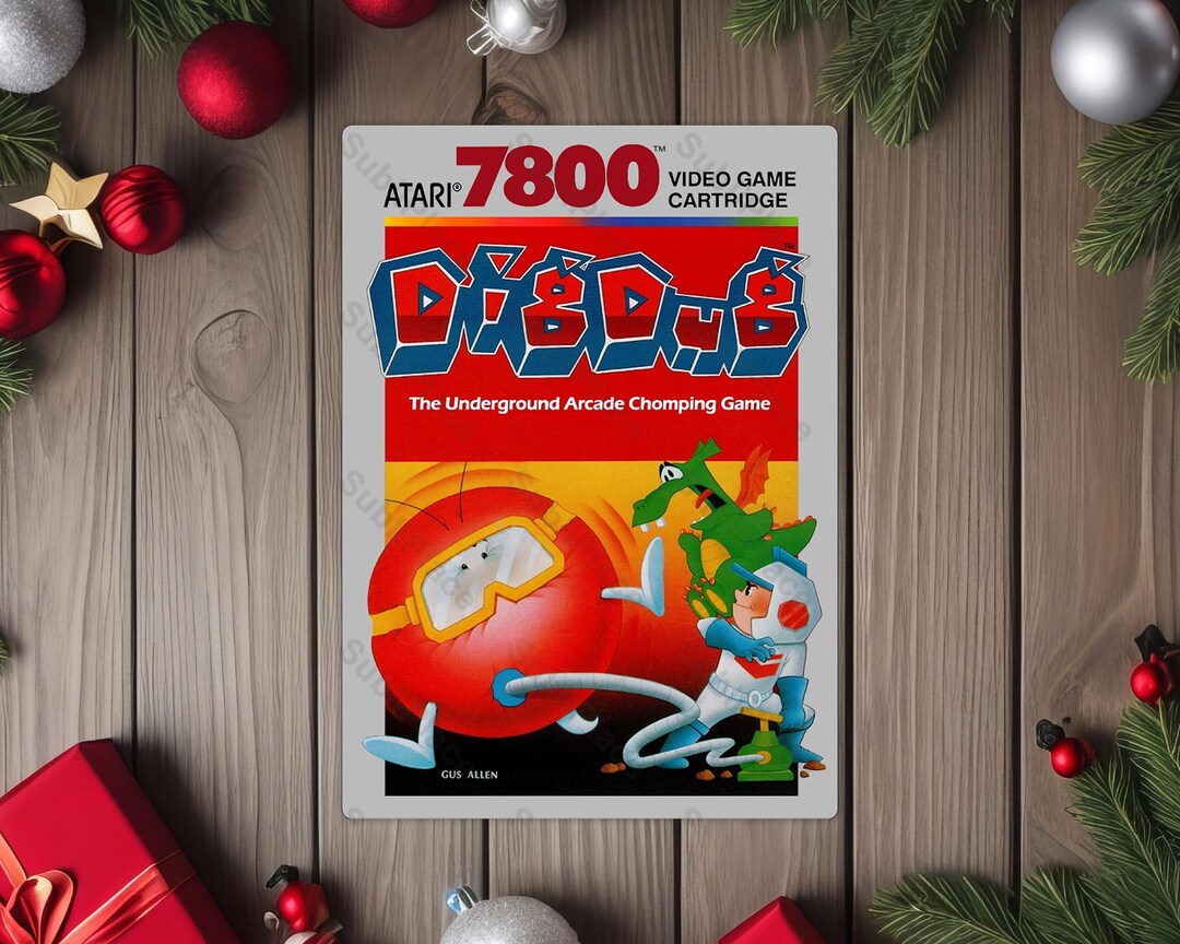 Atari 7800 Dig Dug Box Cover Video Game Image on a 5"x7" Metal Plate ...