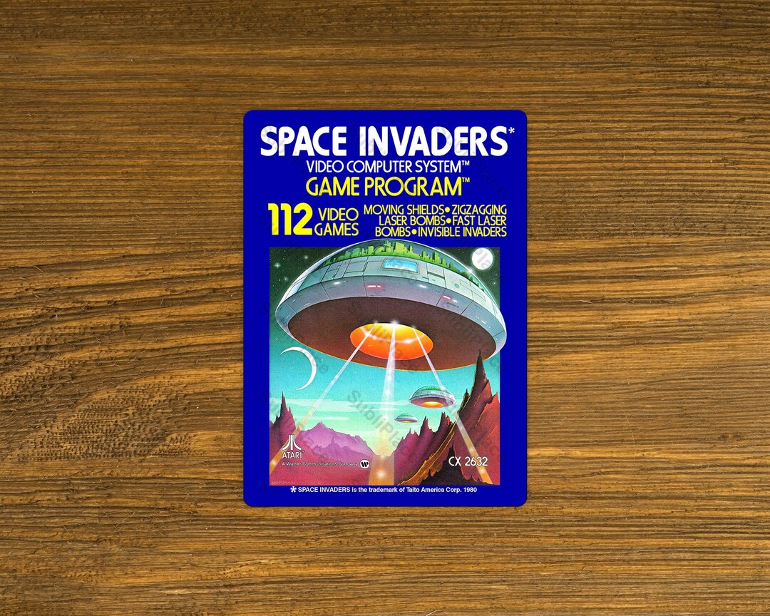 Space Invaders Atari 2600 Box Cover Video Game Image on a Fridge Magnet ...