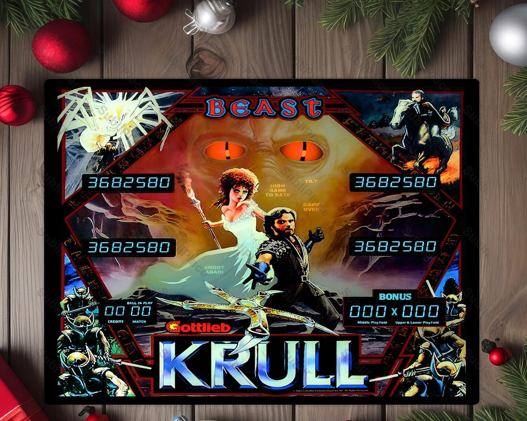 Krull - Pinball Backglass Image on a 12"x16" Metal Plate - High Gloss ...