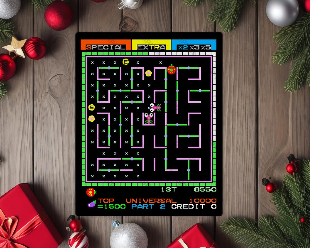 Lady Bug Arcade Game 8550 Screenshot Image on a 8x10 Metal Plate High ...