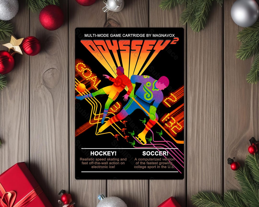 Odyssey2 Hockey! Soccer! Box Cover Video Game Image on a 5"x7" Metal ...