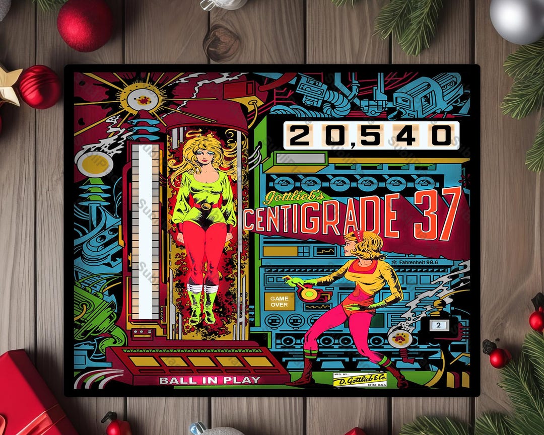 Centigrade 37 - Pinball Arcade Game Backglass Image on a 8"x10" Metal ...