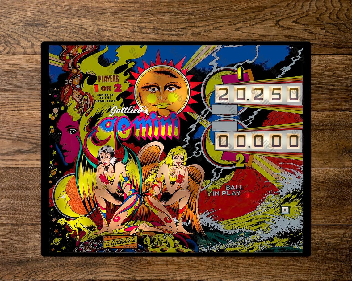 Gemini - Pinball Arcade Game Backglass Image on 8"x10" Metal Plate ...