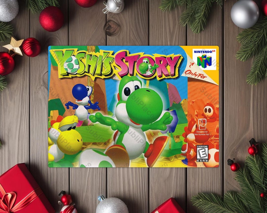 N64 Yoshi's Story - Box Cover Video Game Image on a 5"x7" Metal Plate ...