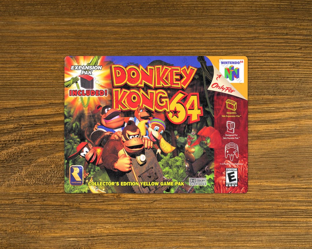N64 Donkey Kong 64 Video Game Box Cover Image on a Fridge Magnet 3"x4 ...