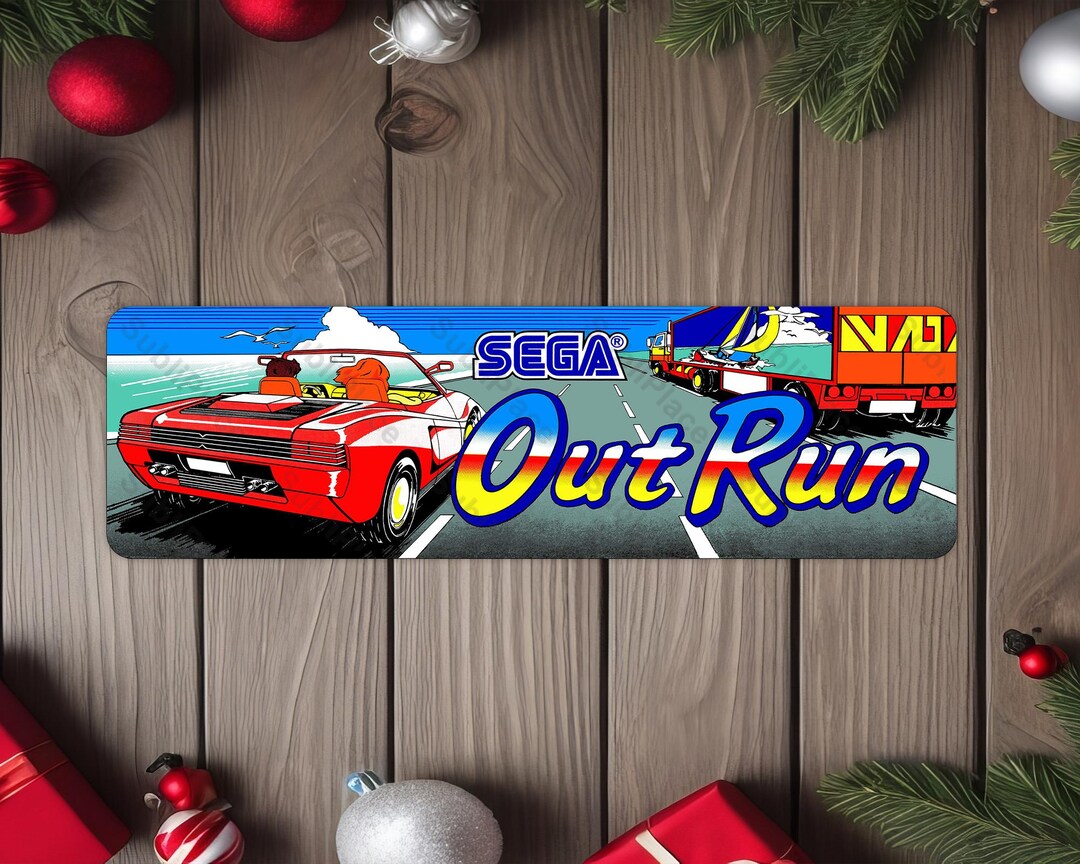 Outrun Arcade Game Marquee 4"x13.5" Metal Plate - High Gloss With ...