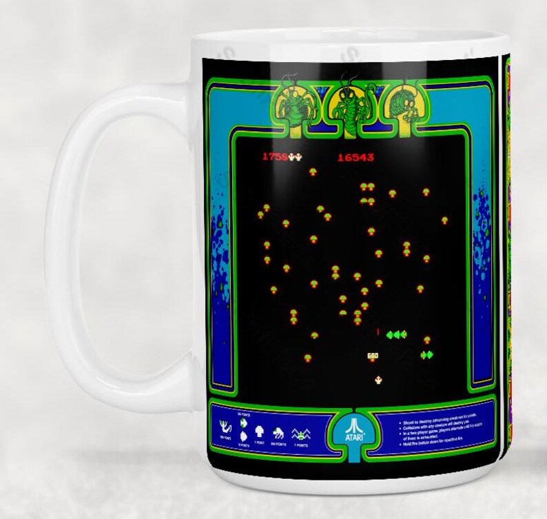 Centipede Arcade Game 15 Oz Coffee Mug - Has Bezel With Screenshot on ...