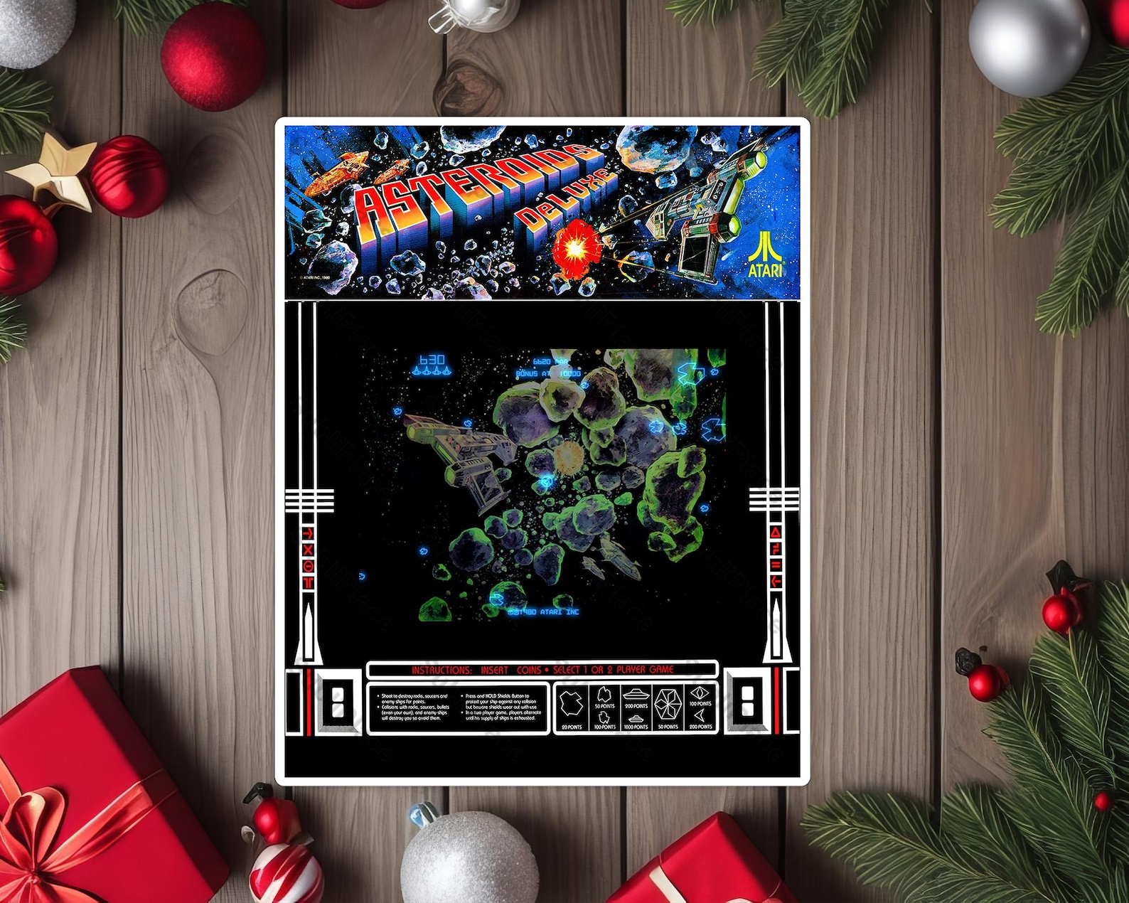 Asteroids Deluxe Arcade Game Marquee, Bezel & Screenshot 8"x10" Metal ...