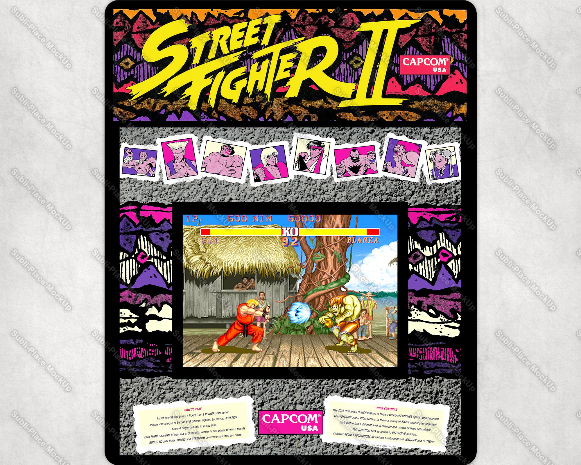 Street Fighter 2 Arcade Game Marquee Bezel & Screenshot | Etsy