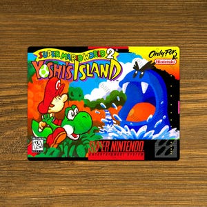 Super NES Yoshi's Island Video Game Box Cover Image on a Fridge Magnet ...