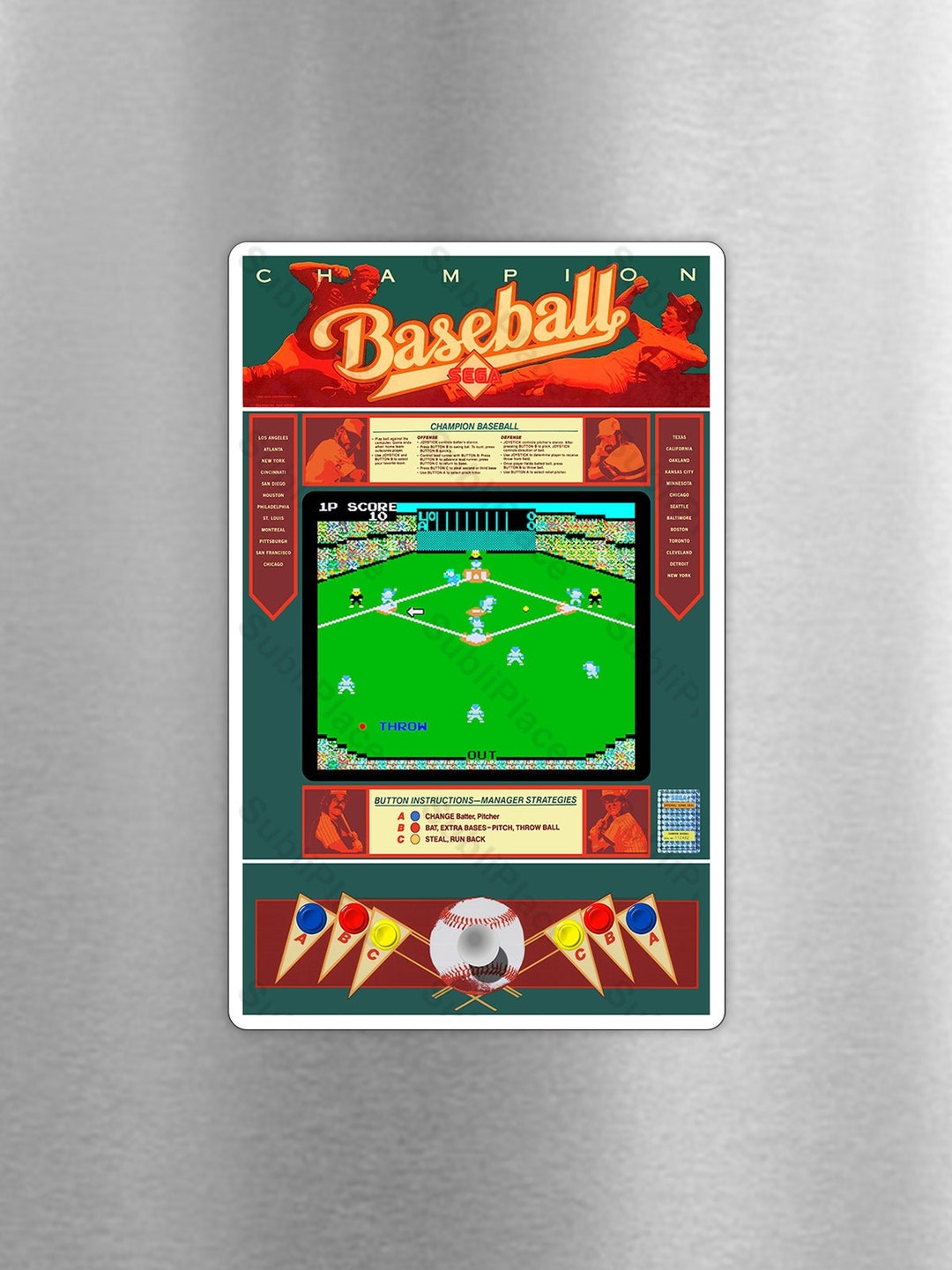 Champion Baseball Arcade Game Fridge Magnet on a 2.125x3.375 Metal ...