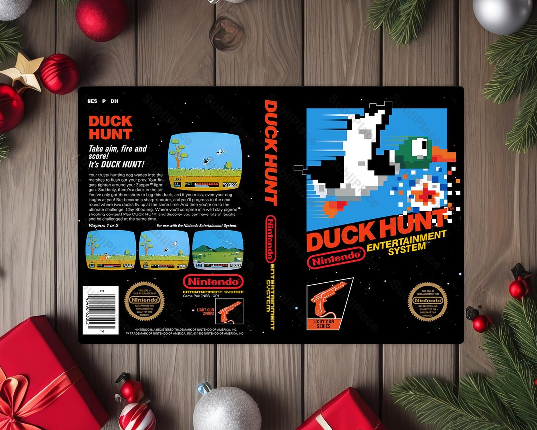 NES Duck Hunt Box Cover Image on a 8"x12" Metal Plate - High Gloss With ...
