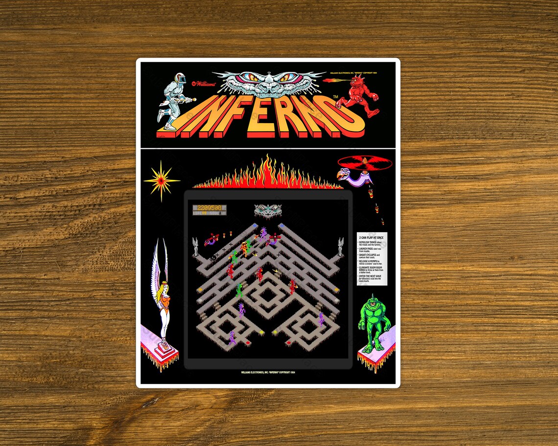 Inferno Arcade Game Marquee, Bezel & Screenshot 8"x10" Metal Plate ...
