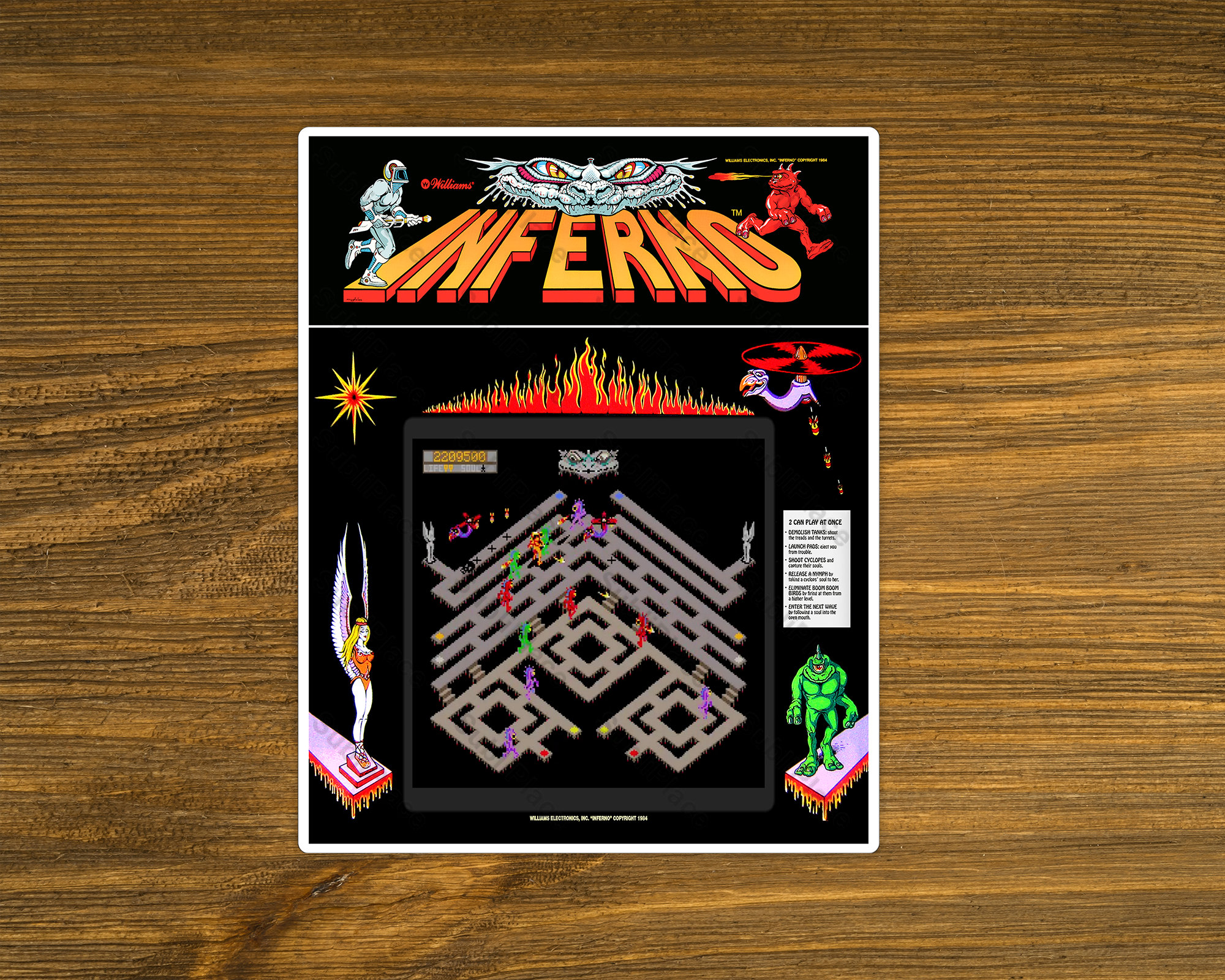 Inferno Arcade Game Marquee, Bezel & Screenshot 8"x10" Metal Plate ...