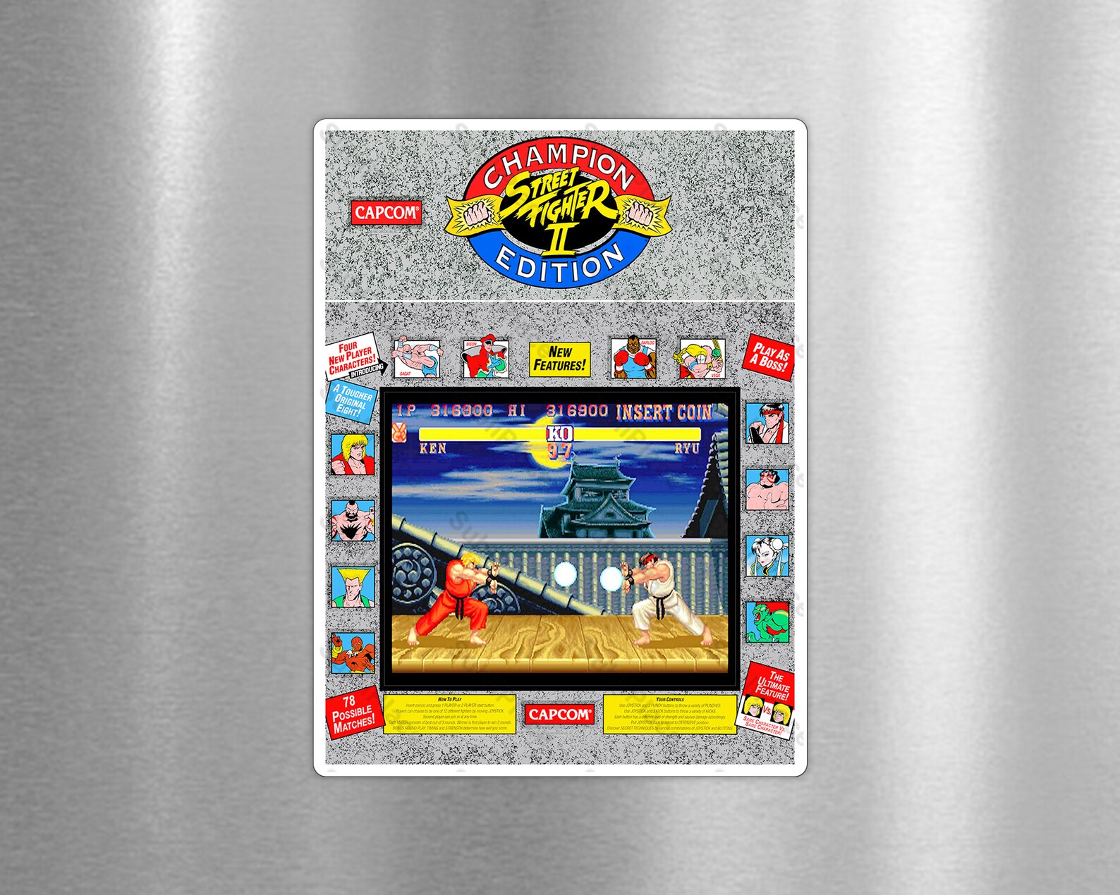 Street Fighter 2 Champion Edition Arcade Game Fridge Magnet 3" X 4 ...