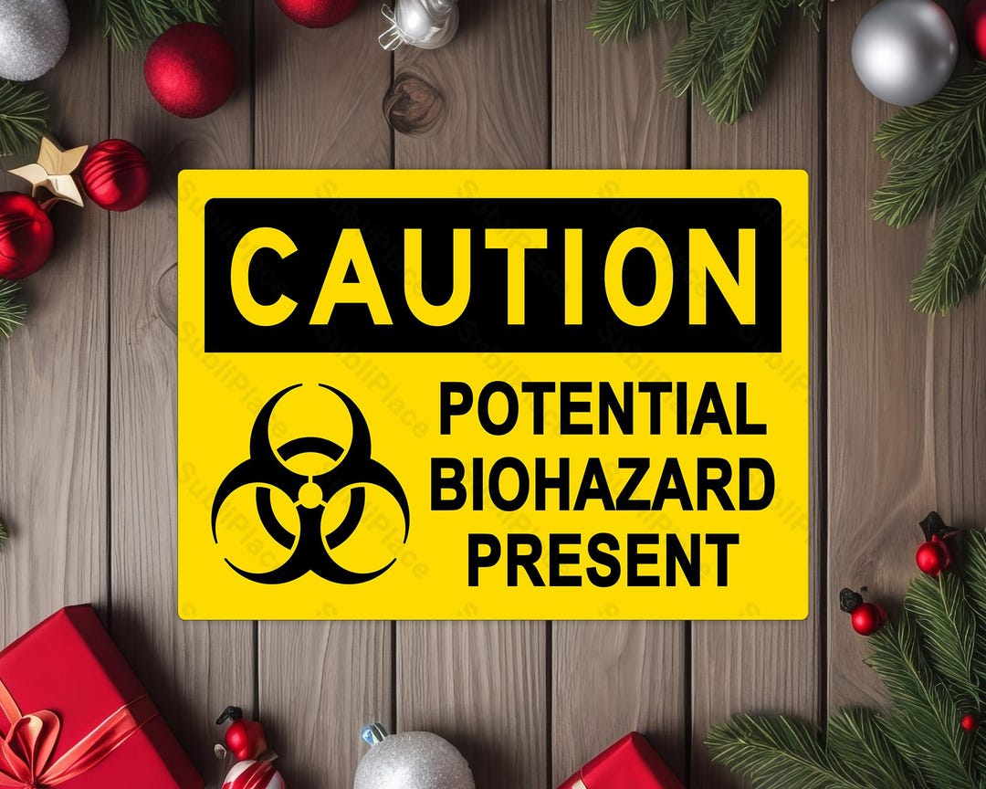 CAUTION : Potential Biohazard Present - Sign Image on a 5"x7" Metal ...