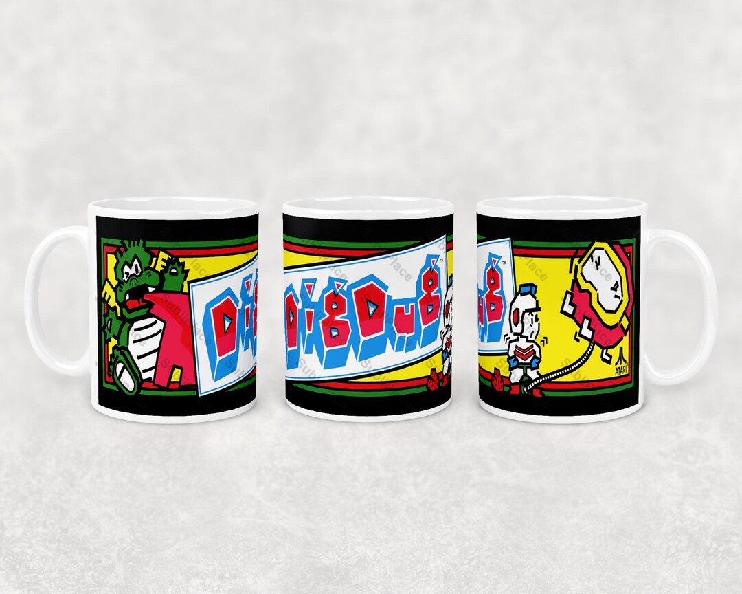 Digdug Arcade Game Marquee Image on a 11 Oz Coffee Mug - Image is ...